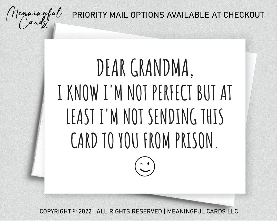 Funny Grandmother Card, Not From Prison, Mother's Day Card - Etsy