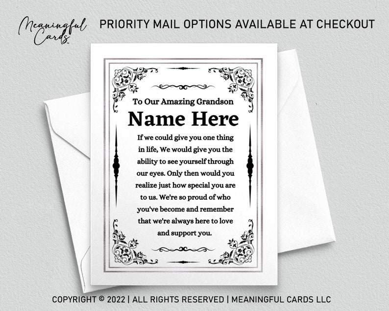 Personalized Grandson Card From Grandma Grandpa, Meaningful Message - Etsy