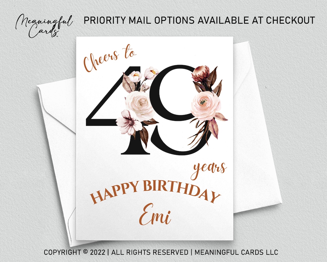 49th Birthday Card Personalized Birthday Card, Cheers to 49 Years ...