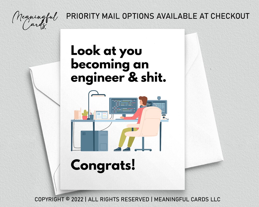 New Engineer Graduation Card Graduation Card for Engineer - Etsy