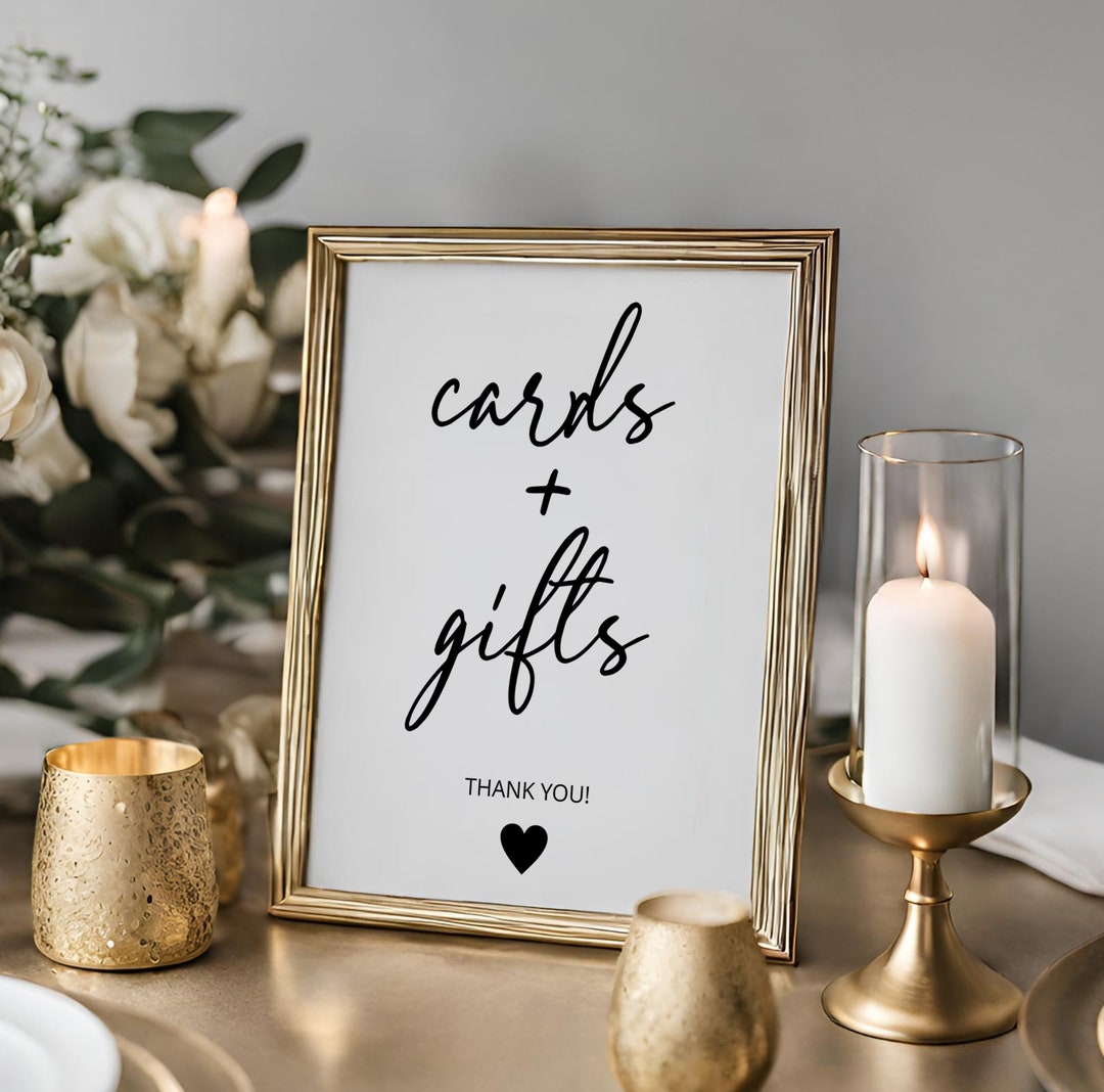 Editable Minimalist Cards and Gifts Sign Printable, Modern Wedding Sign ...