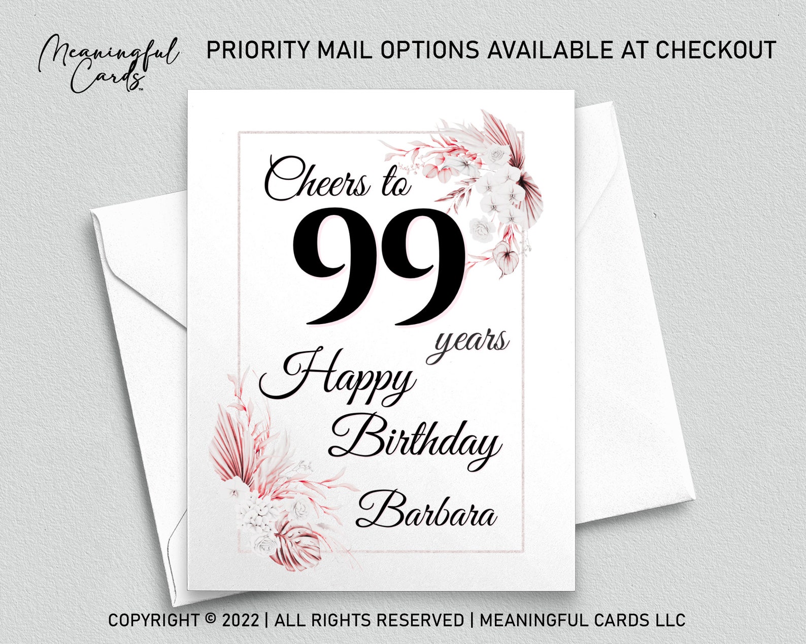 99th Birthday Card Personalized Birthday Card, Cheers to 99 Years ...