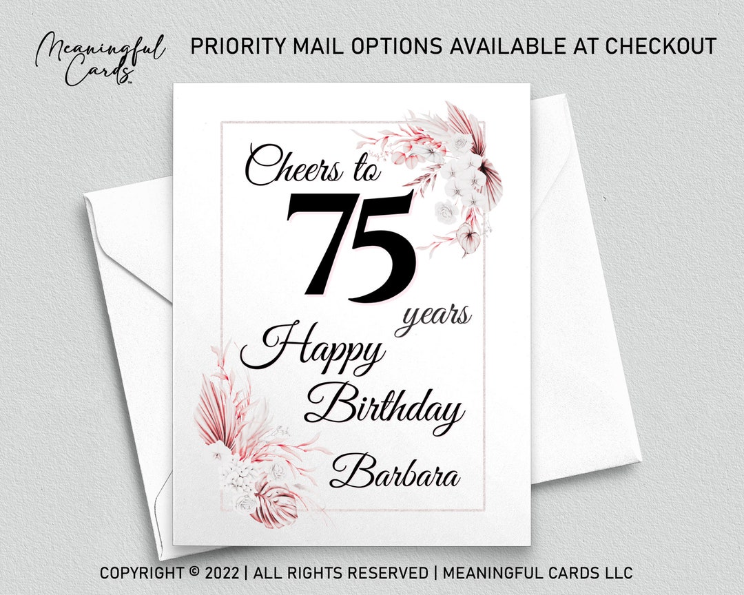 75th Birthday Card Personalized Birthday Card, Cheers to 75 Years ...