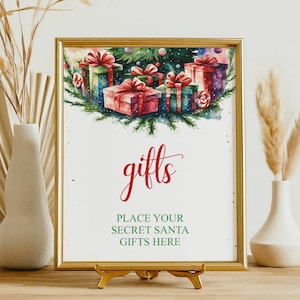 Editable Printable Secret Santa Gift Table Sign Printable Secret Santa ...