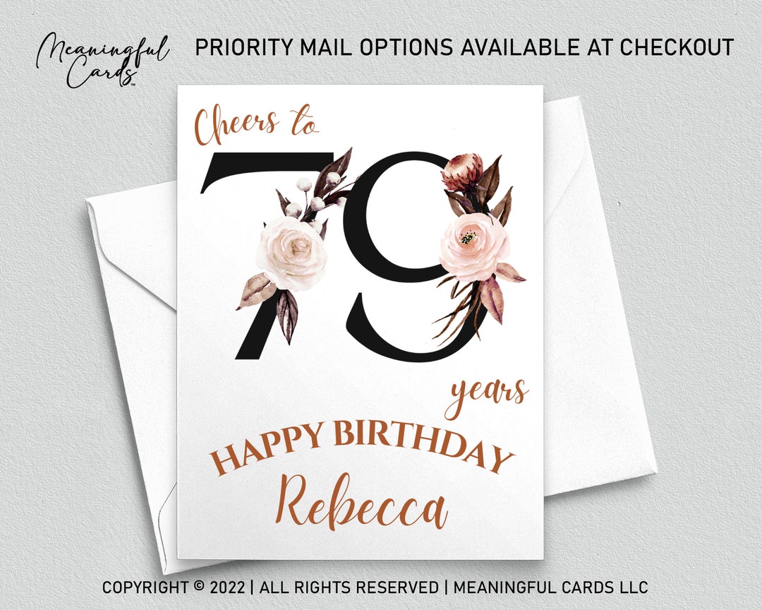 79th Birthday Card, Personalized Floral Design - Etsy