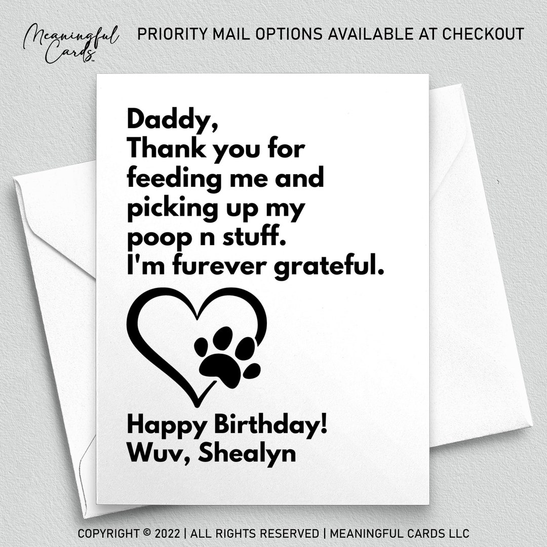 Personalized Dog Dad Card, Cat Dad Card, Pet Father's Day Card, Fur Dad ...
