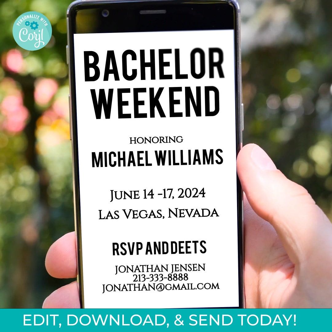 Editable Bachelor Weekend Invitation Minimalist Digital Invitation ...