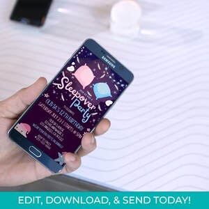 Editable Slumber Party Birthday Digital Invitation Template, Electronic ...