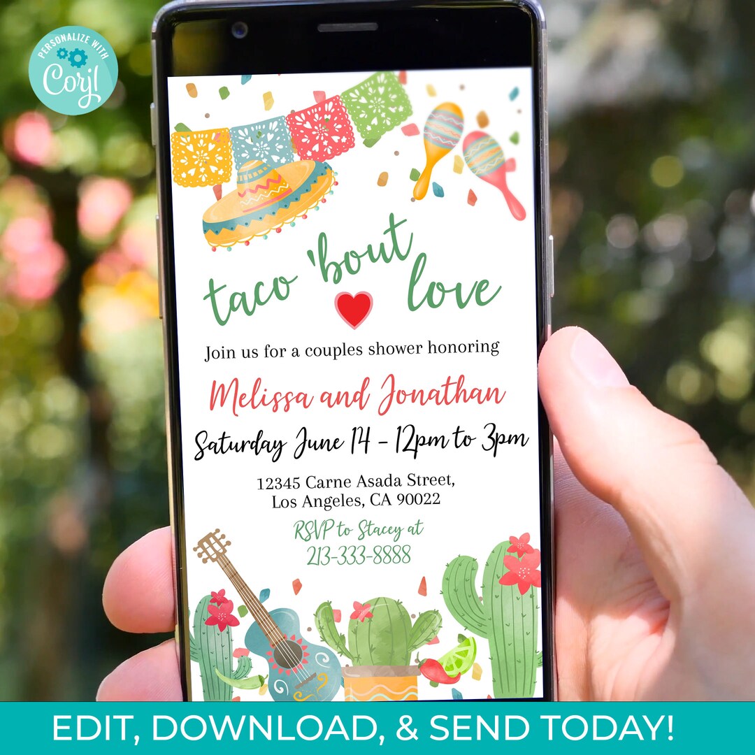 Fiesta Couples Shower Invitation, Taco Bout Love (digital Download) - Etsy