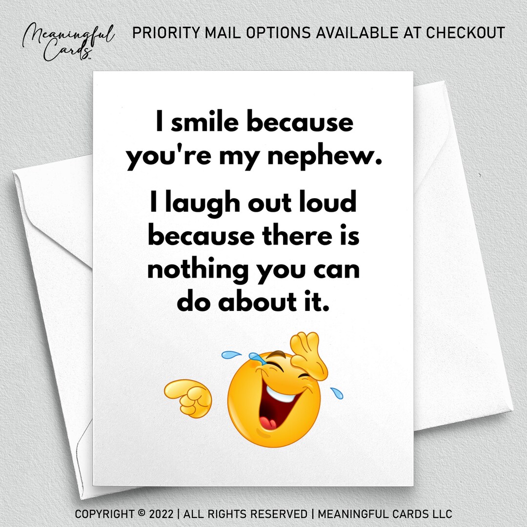 Funny Nephew Birthday Card, Hilarious Greeting - Etsy