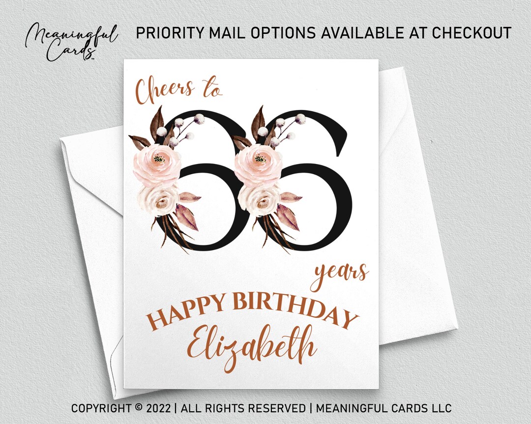 66th Birthday Card Personalized Birthday Card, Cheers to 66 Years ...