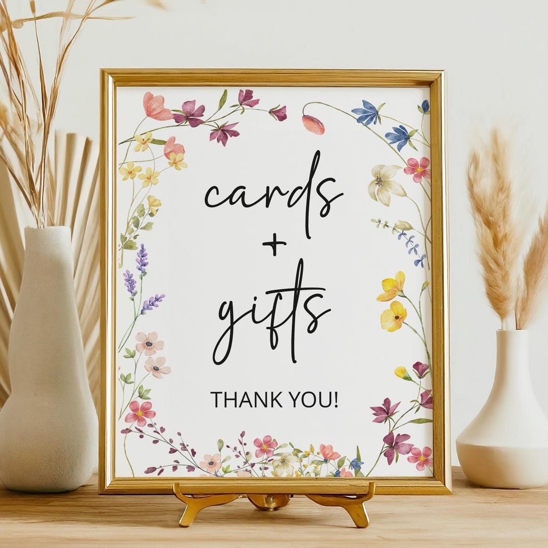 Editable Wildflower Cards and Gifts Sign Printable, Modern Wedding Sign ...