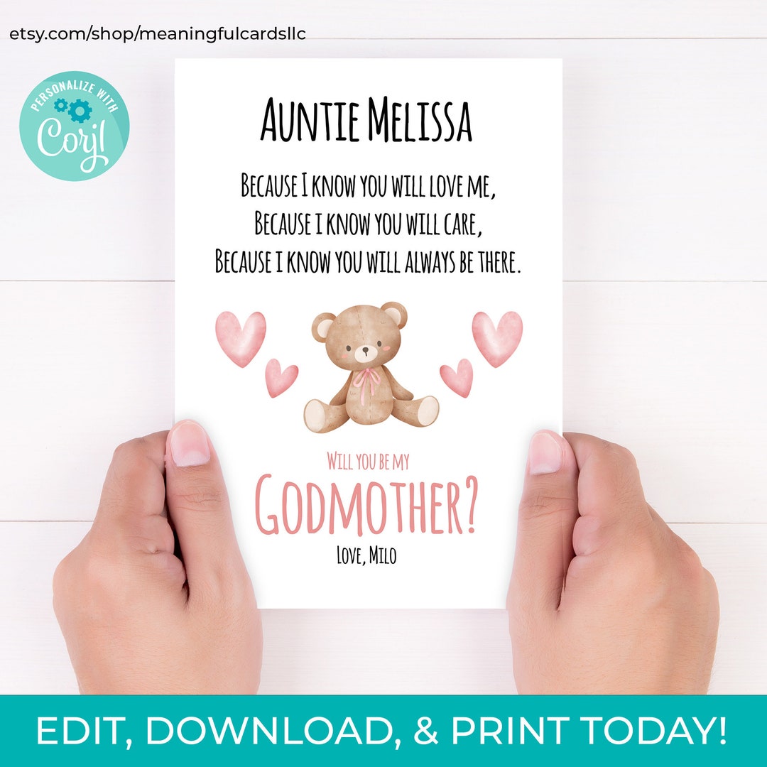 Editable Download Will You Be My Godmother Printable Download ...