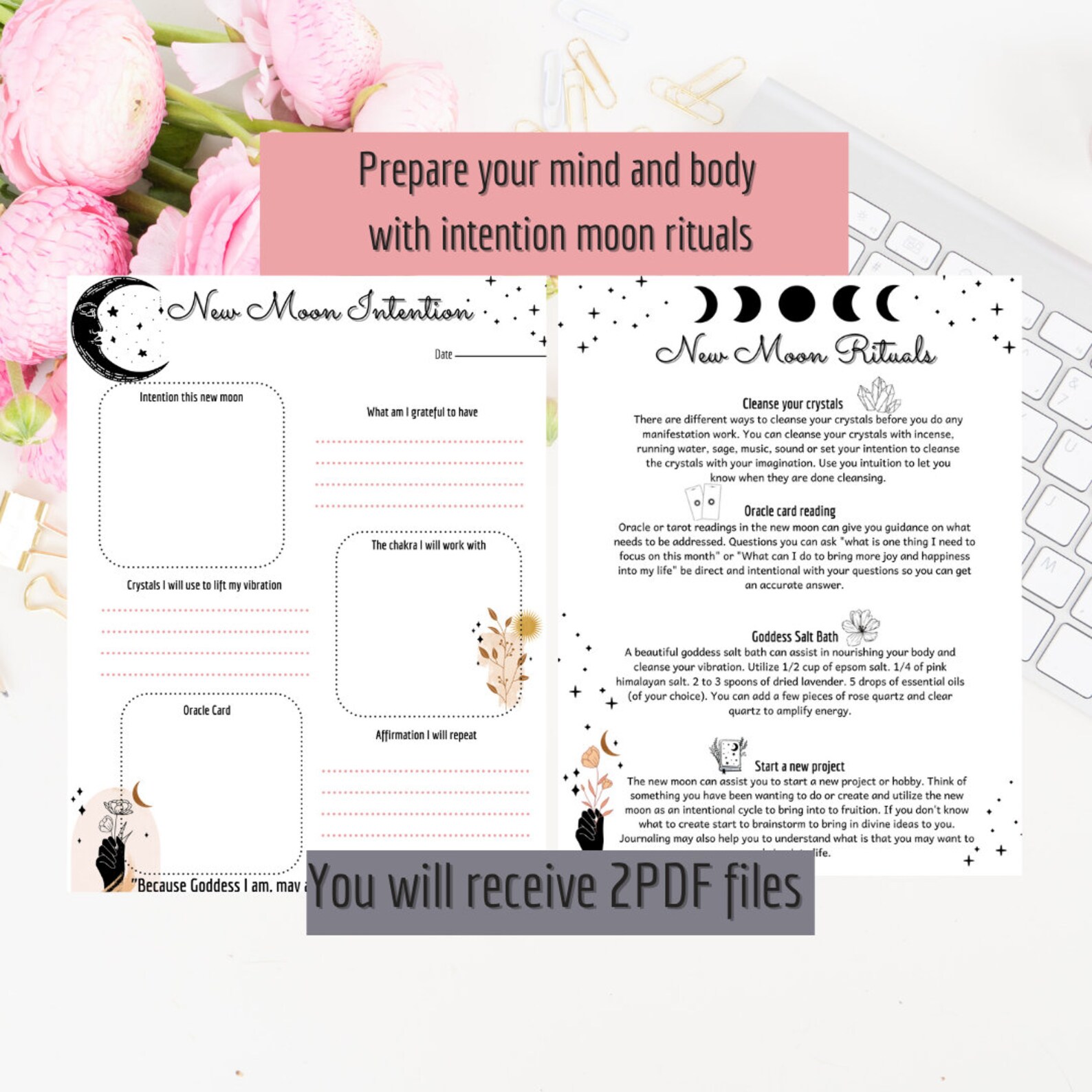 Printable New Moon Manifestation Journal New Moon Intention Setting ...