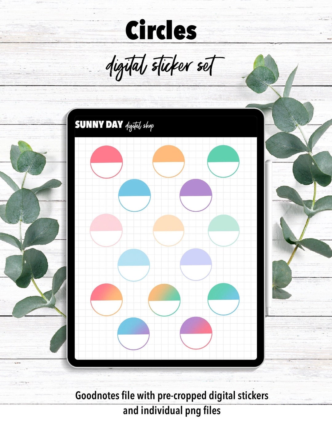 Circle Stickers, Goodnotes Stickers, PNG - Etsy