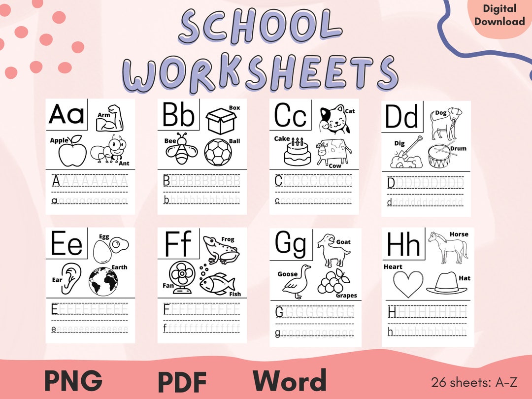 Alphabet Learning Worksheets | Digital Download | A - Z | 26 Sheets ...