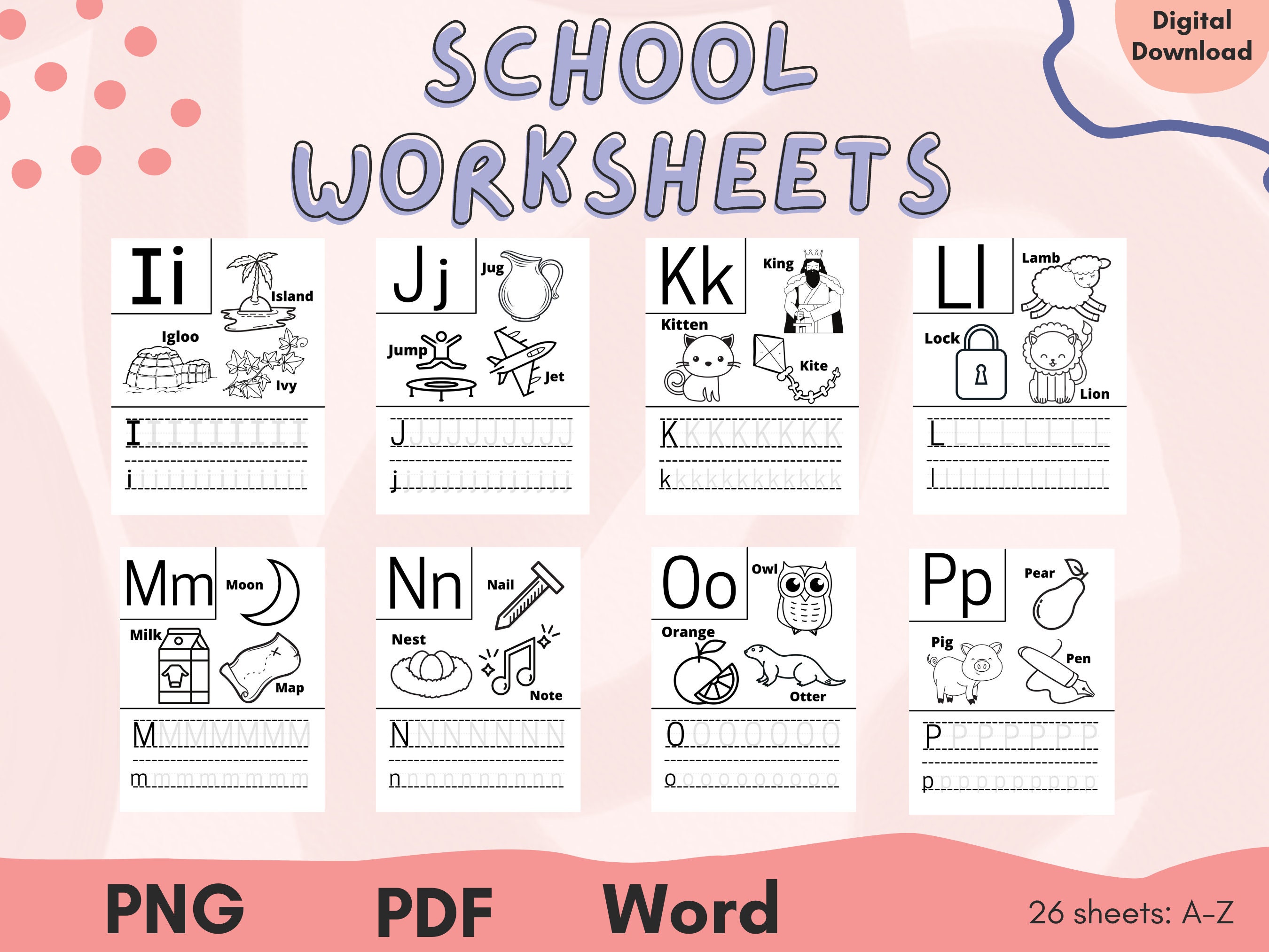 Alphabet Learning Worksheets | Digital Download | A - Z | 26 Sheets ...