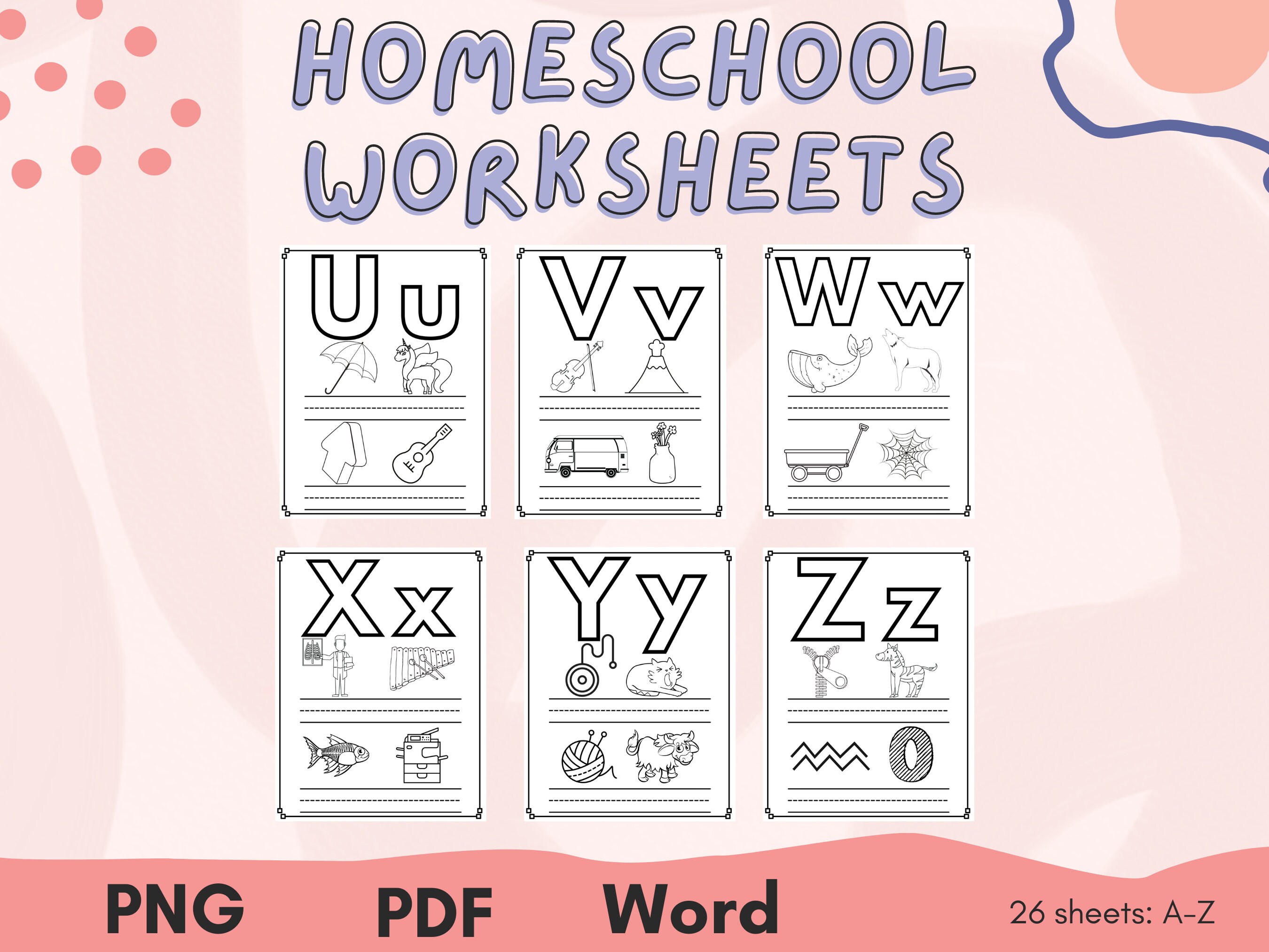 Alphabet Learning Worksheets | Digital Download | A - Z | 26 Sheets ...
