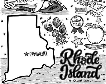 RHODE ISLAND Coloring Page With State Facts - Printable United States ...