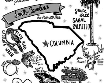 SOUTH CAROLINA Coloring Page With State Facts - Printable United States ...