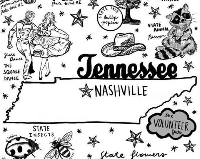 Tennessee Coloring Page - Etsy