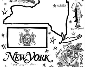 New York Flag Coloring Page