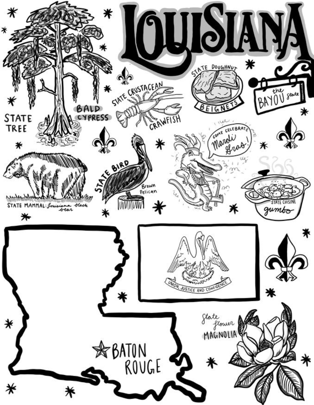 Louisiana Coloring Page - Etsy