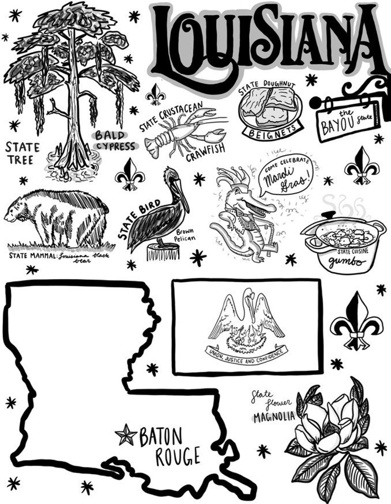 Louisiana Coloring Page - Etsy