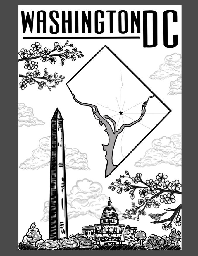 Washington D.C. Coloring Pages - Etsy
