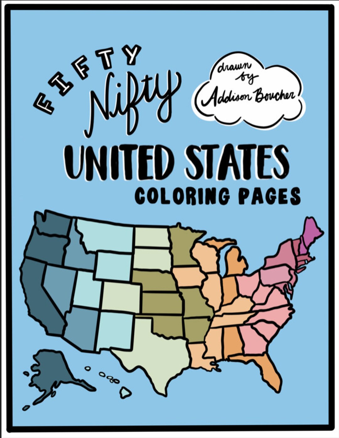 Nifty Fifty United States Coloring Book - Etsy