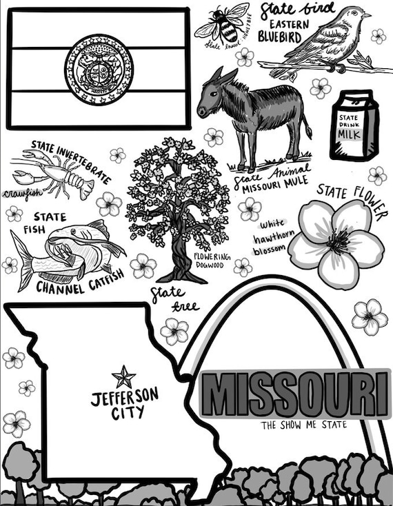Missouri Coloring Page | Etsy