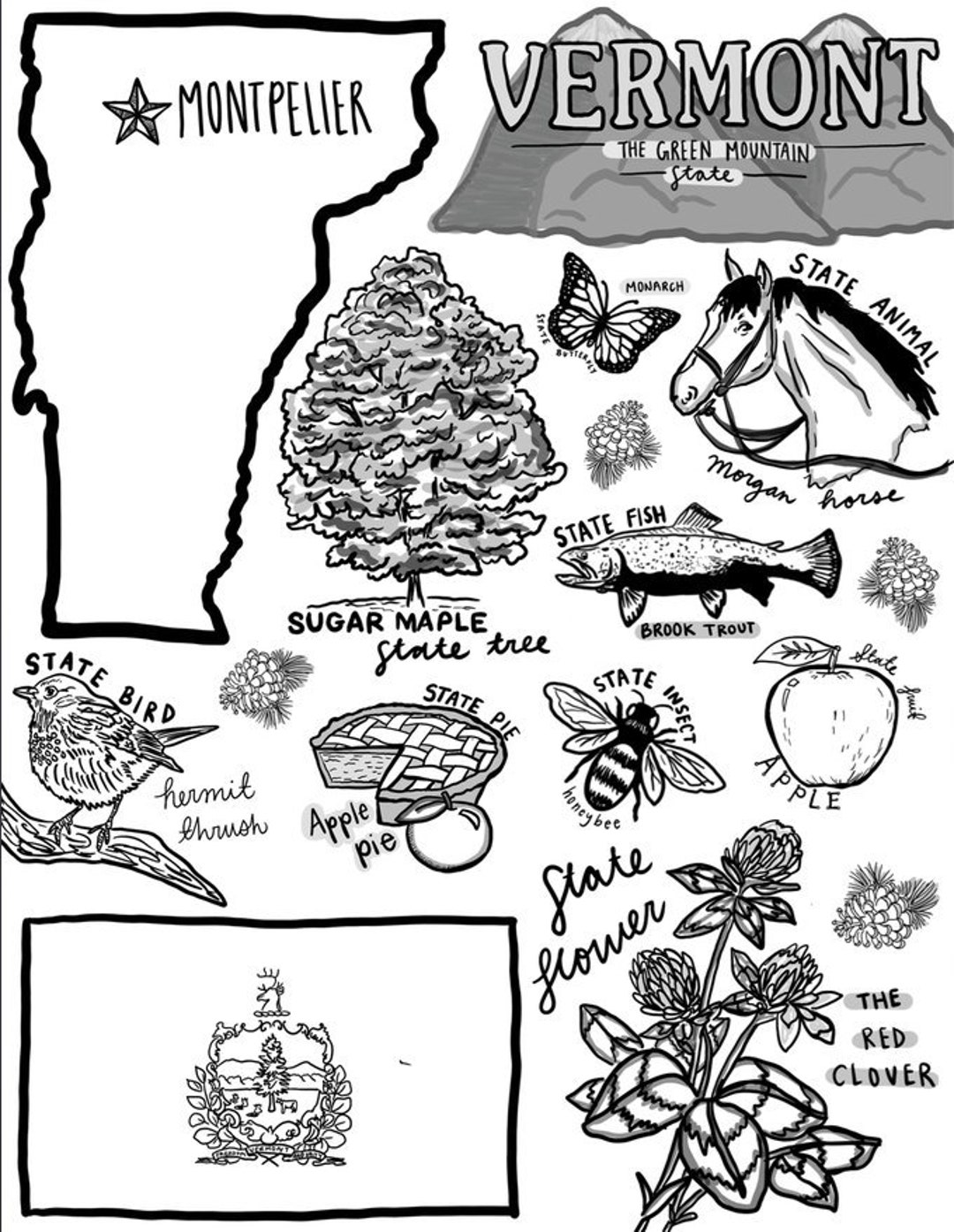 Vermont Coloring Page - Etsy
