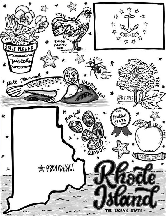 Rhode Island Coloring Page - Etsy