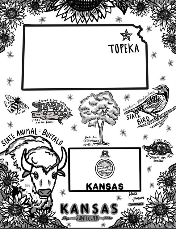 Kansas Coloring Page | Etsy
