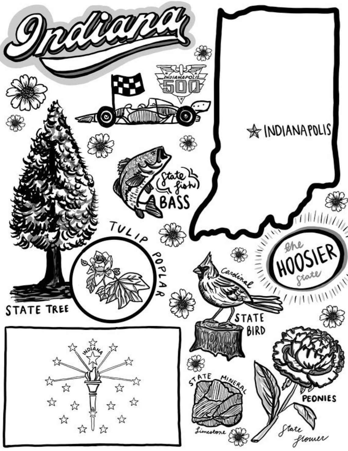 Indiana Coloring Page - Etsy