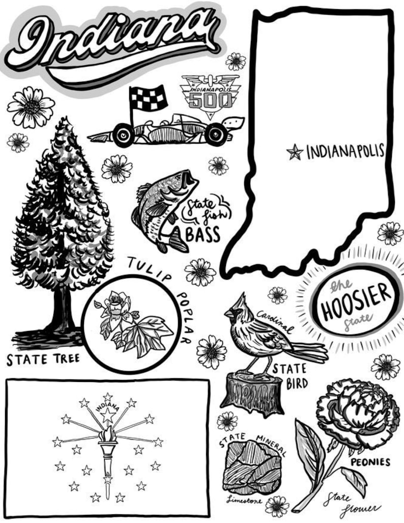 Indiana Coloring Page - Etsy
