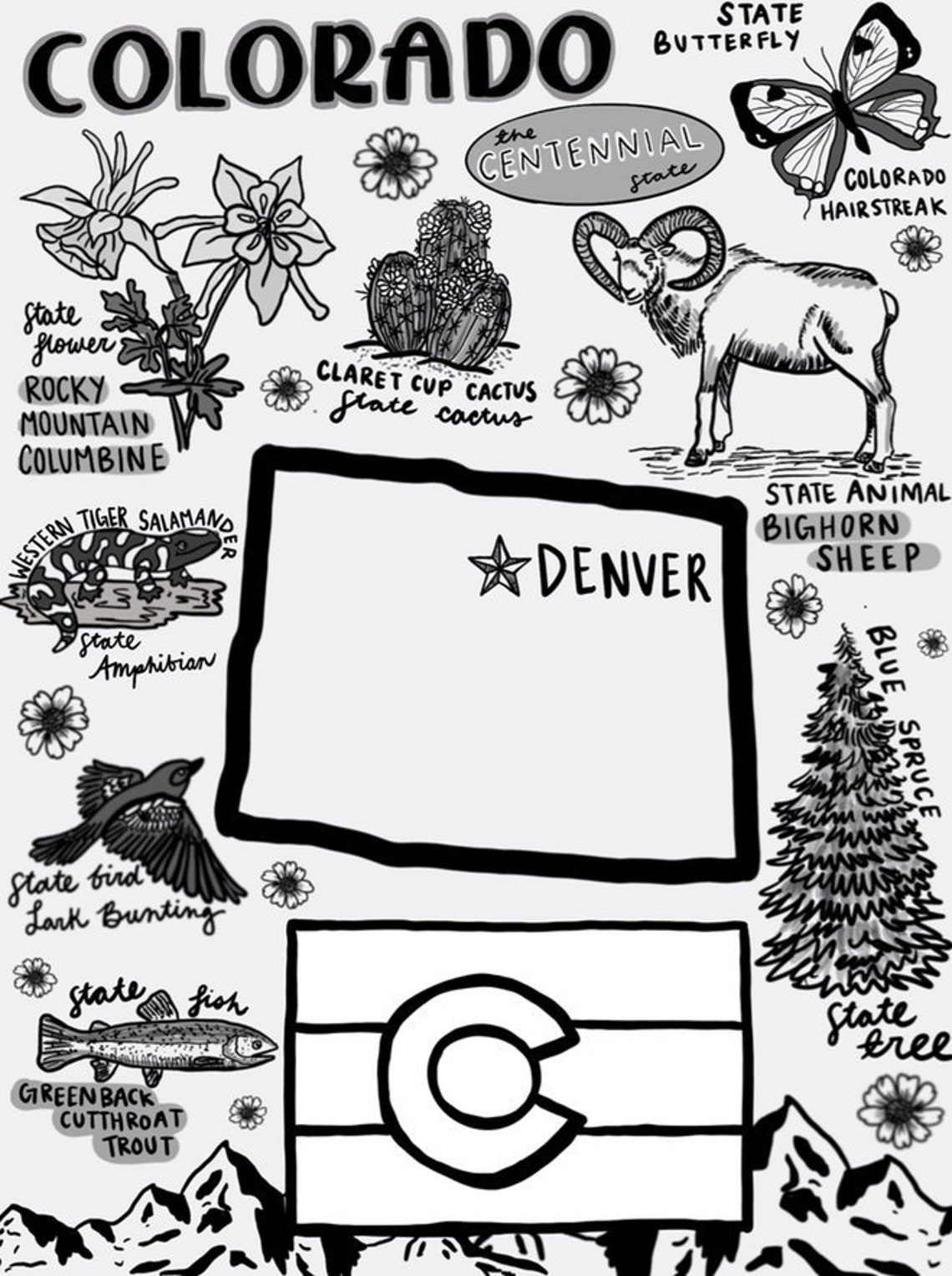 Colorado Coloring Page - Etsy