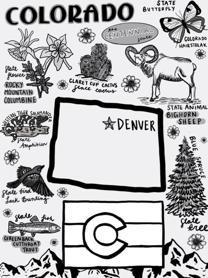 Colorado Coloring Page - Etsy