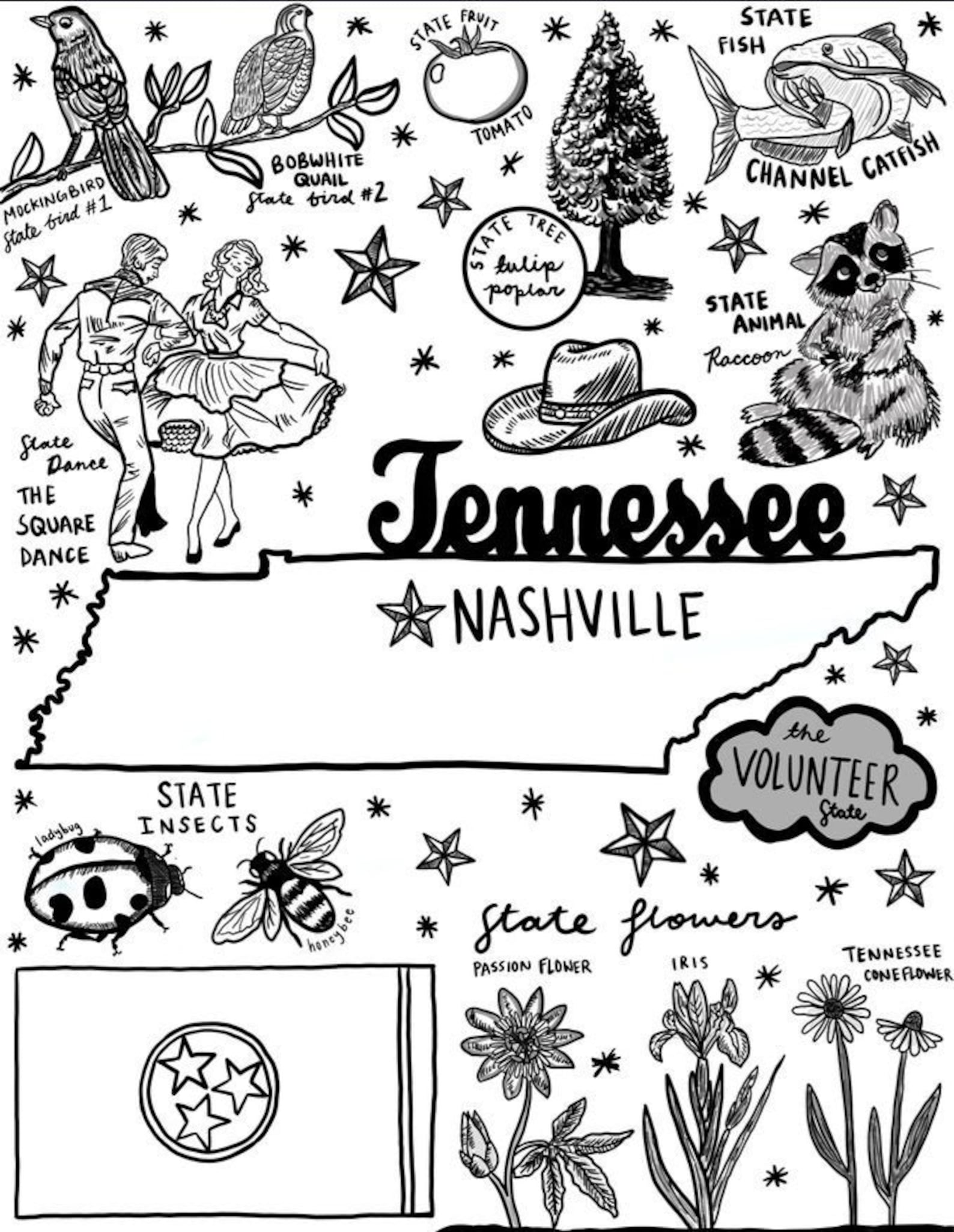 Tennessee Coloring Page - Etsy