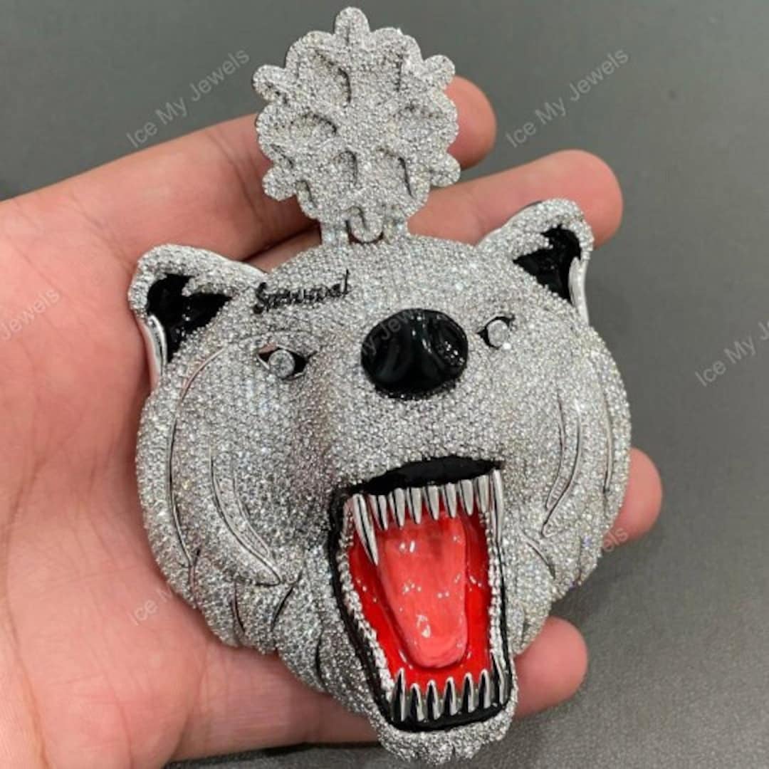 Angry Bear Pendant Men's Iced Out Custom Pendant - Etsy