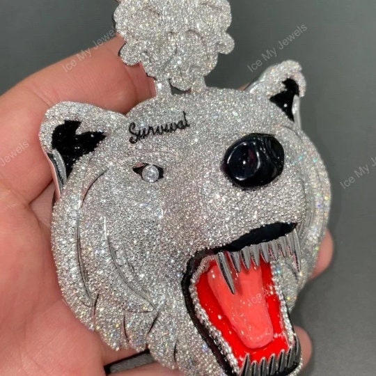 Angry Bear Pendant Men's Iced Out Custom Pendant - Etsy
