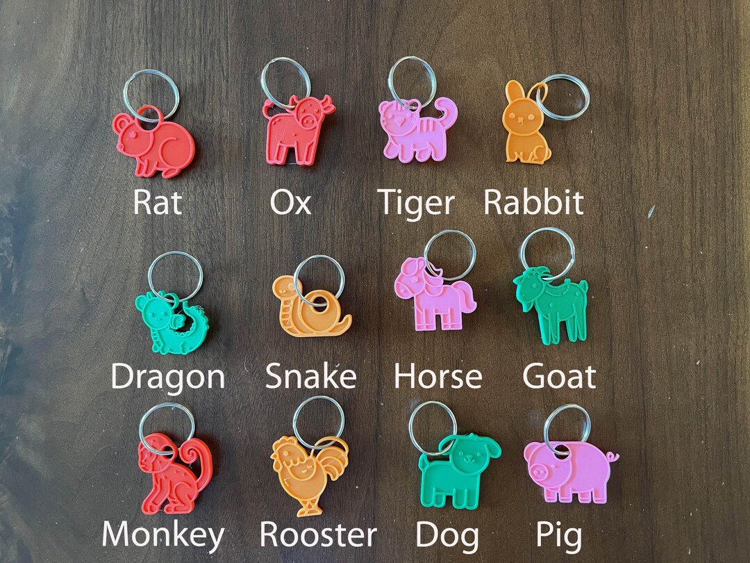 Chinese Zodiac Keychain - Etsy