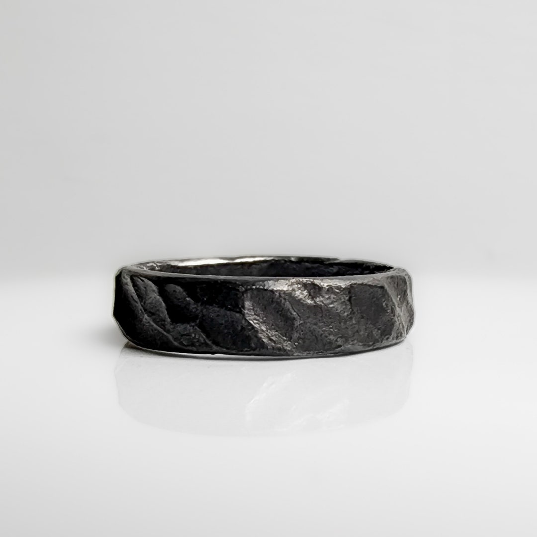 Hand Forged Ring - Men's Wedding Ring, Statement Ring, Black Wedding ...