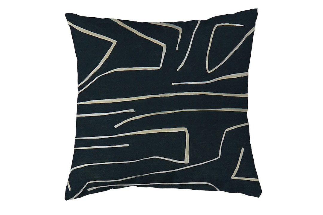 Kelly Wearstler Graffito Pillow Cover: Onyx Beige Geometric Linen Blend ...