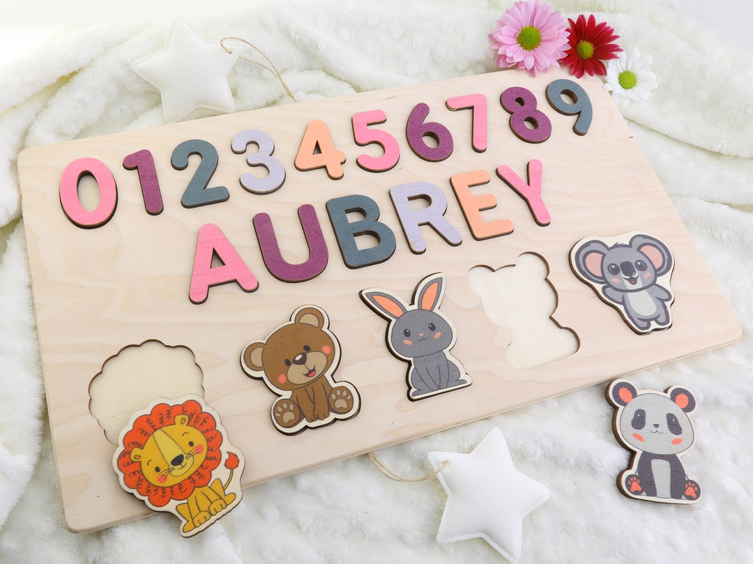 Personalized Name Puzzle With Animals | Baby, Toddler, Kids Toys ...