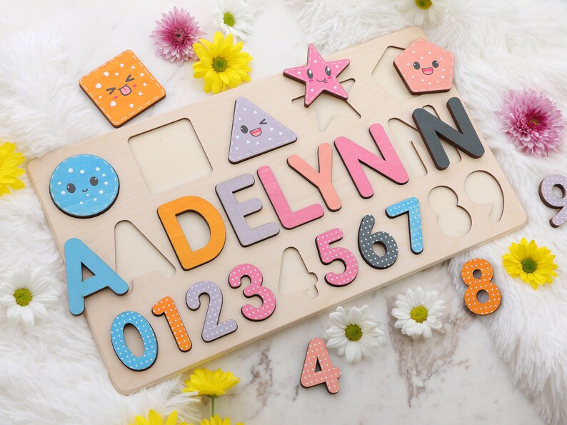 Personalized Name Puzzle With Numbers Baby Toddler Kids - Etsy