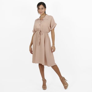 Soft Powder Pink Dress, Long Sleeve, Light Dress, Summer Dress, Skin ...