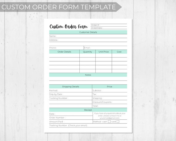 Custom Order Form Template Handmade Business Custom Order | Etsy