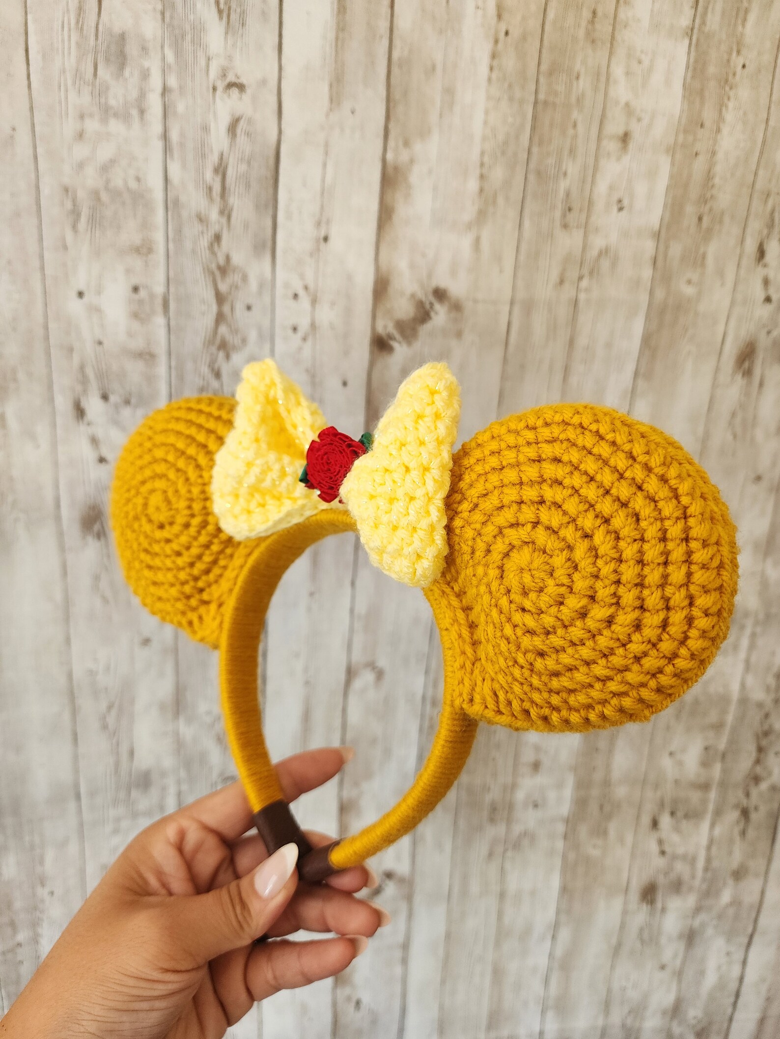 Belle Crochet Ears, Crochet Mouse Ears, Crochet Minnie Ears, Crochet ...