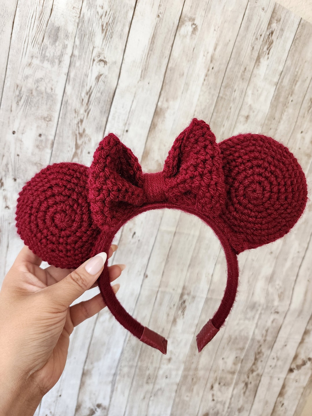 Burgundy Crochet Ears Crochet Ears Fall Minnie Ears Mickey - Etsy